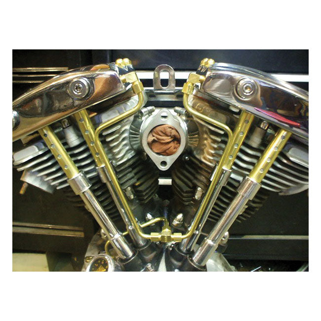 Paughco, 'Old Stf' dual rocker box oil lines. Brass - 66-84 Shovelhead ...