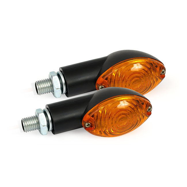 Cateye mini turn signals 20mm stem, black with amber lens ...
