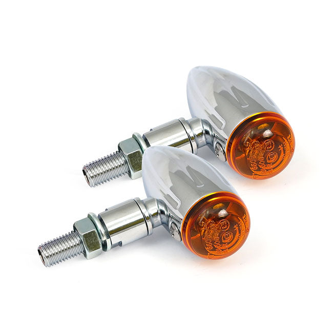 Micro Bullet, 12V halogen turn signals. Chrome, grooved ...